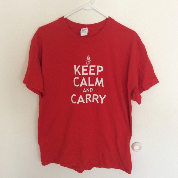Gildan | Shirts | Red Keep Calm And Carry T Shirt Size Large | Poshmark